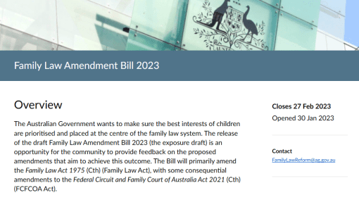 Family Law Amendments Bill 2023 Consultation